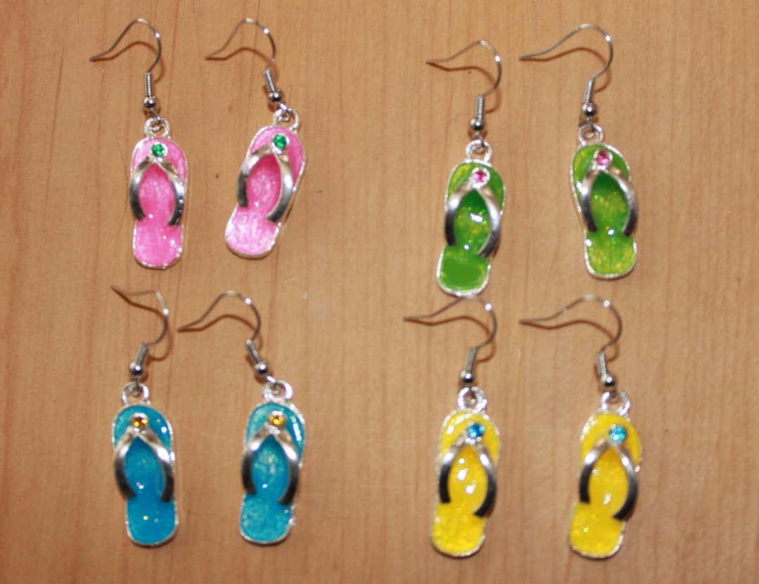 Flip Flops With Gems Dangle Earrings-zories-zory-sandals-thongs-beach ...