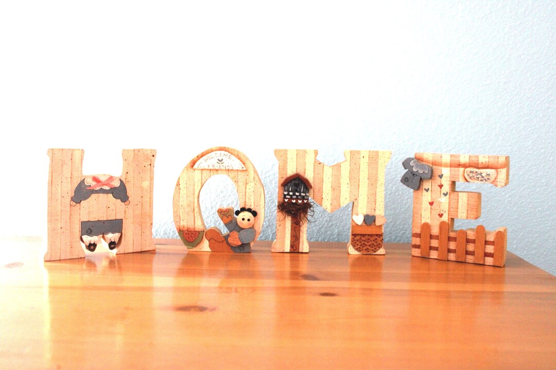 HOME Tole Painted Standing Wooden Letters-country Farmhouse Decor-home ...