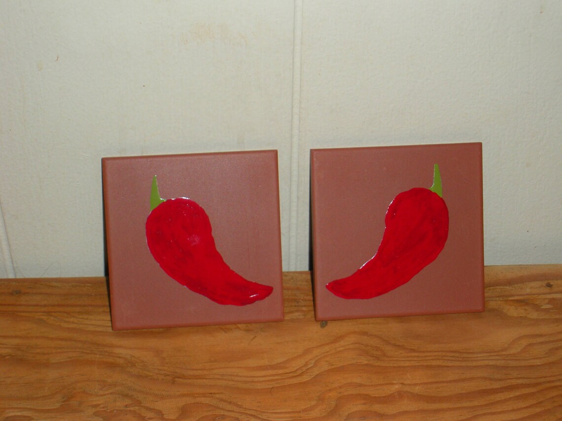 Poblano Chile Coaster Set 4 Hand Painted Italian Unglazed | Etsy