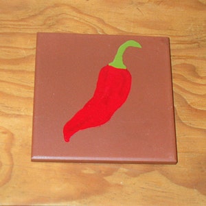 Serrano Chile Coaster Set 4 Hand Painted Italian Unglazed Absorbent ...