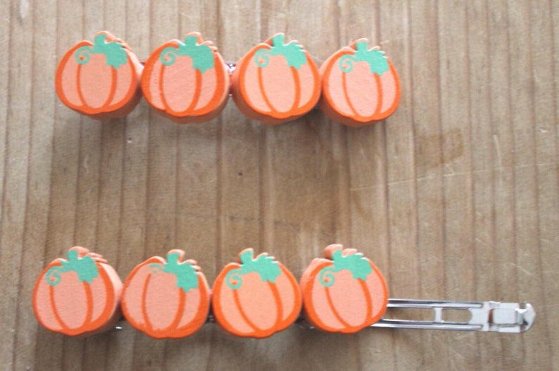 Wooden Pumpkins Barrettes Hair Clips Hair Accessories Halloween Trick ...