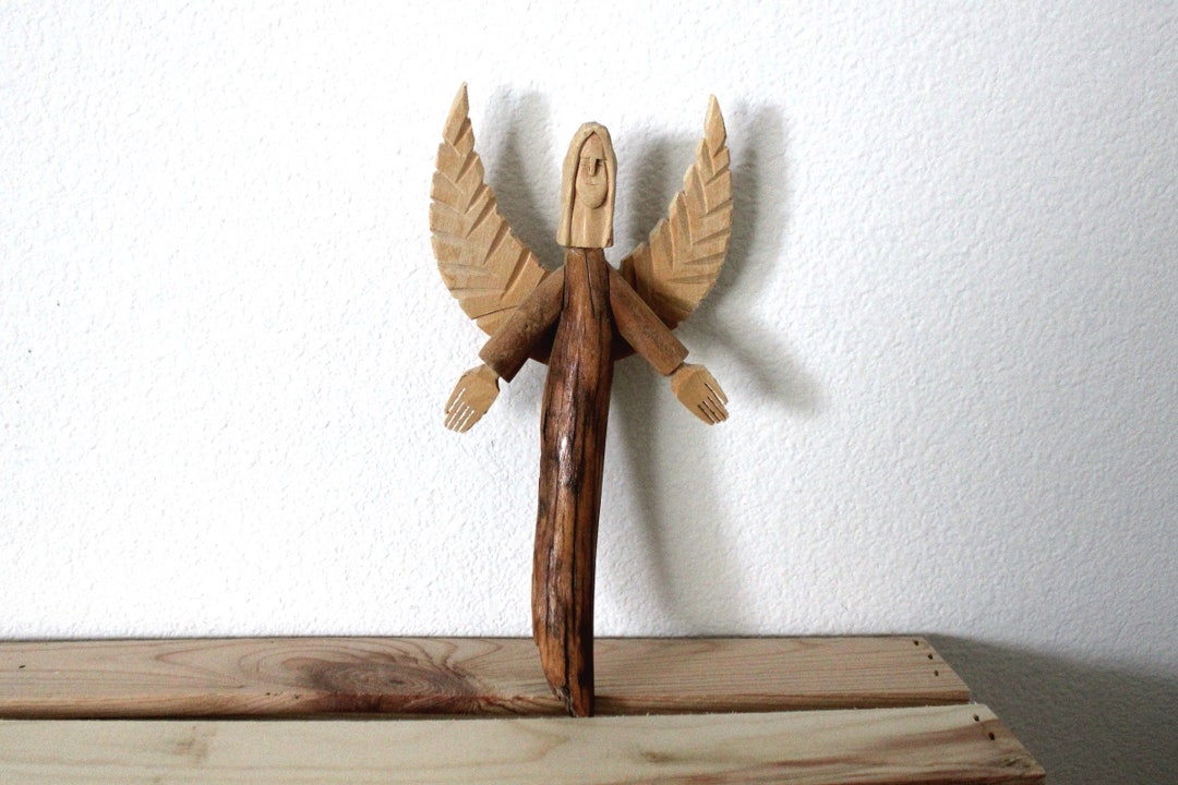 Vintage Folk Art Wooden Angel-signed Elmer Alvarez-hand Carved-santa Fe ...