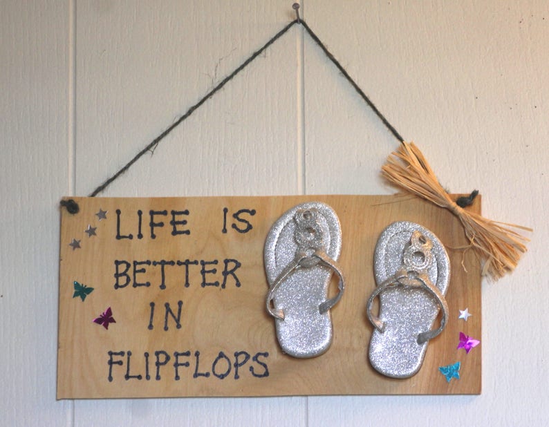Life is Better in Flipflops Wooden Sign Plaque Beach Seashore - Etsy