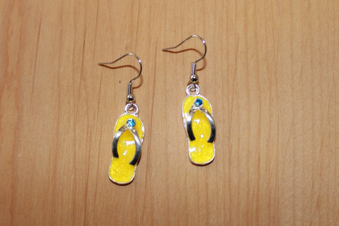 Flip Flops With Gems Dangle Earrings Zories Zory Sandals - Etsy