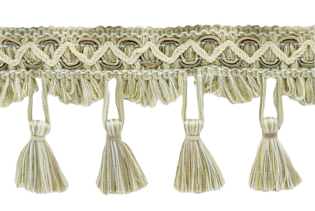 2 1/2" (6cm) Long Gimp Design Scalloped Tassel Fringe Trim, Fossil ...