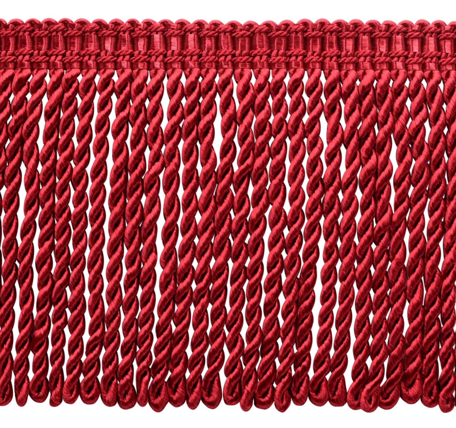 6 Inch Long, Cherry Red Bullion Fringe Trim With Decorative Gimp Design ...