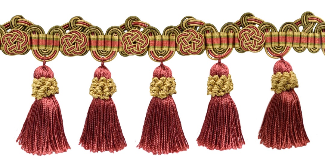 3 3/4" (9.5cm) Double Scroll Header and Rosette With Crown Tassel ...
