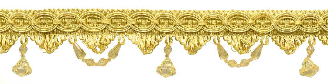 3" (7.5cm) Beaded Fringe Trim With Fancy Gimp Header (style# BF300 ...