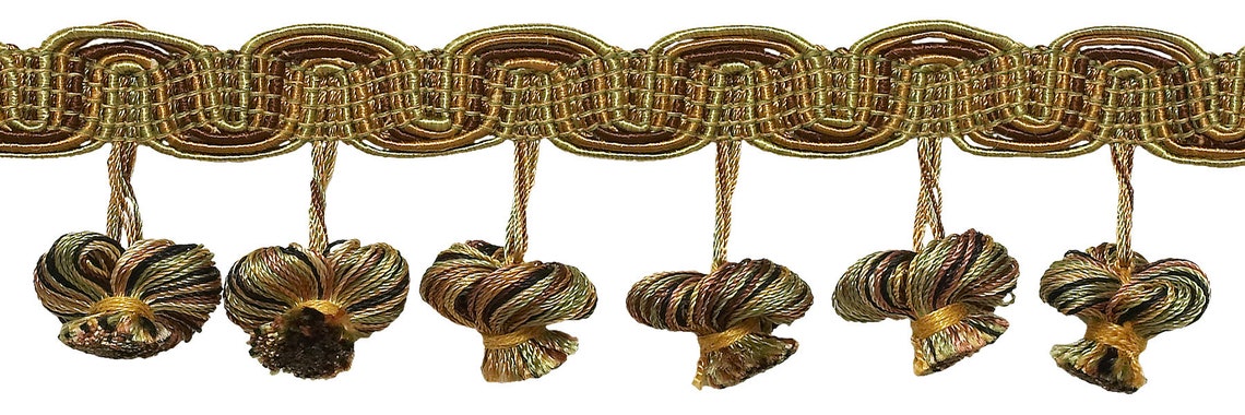 2" (5cm) Long Multi Scroll Header and Onion Tassel Fringe Trim #5207 ...