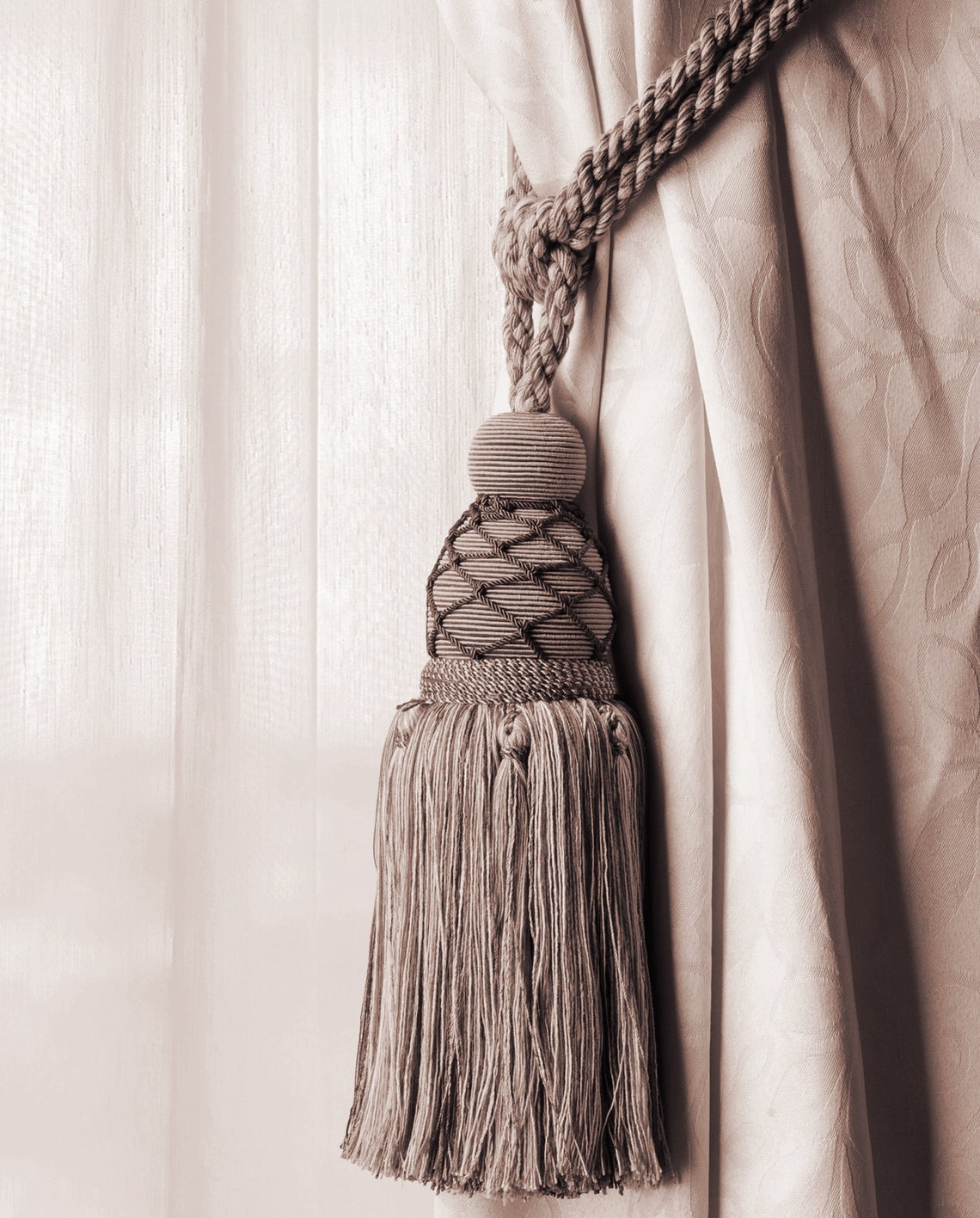 With Net and Small Tassels Overlay Tassel Tiebacks 9 - Etsy