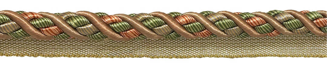 7/16" (1cm) Braided Rope With Lip | Cord Trim #5615 (light Brown, Dark ...