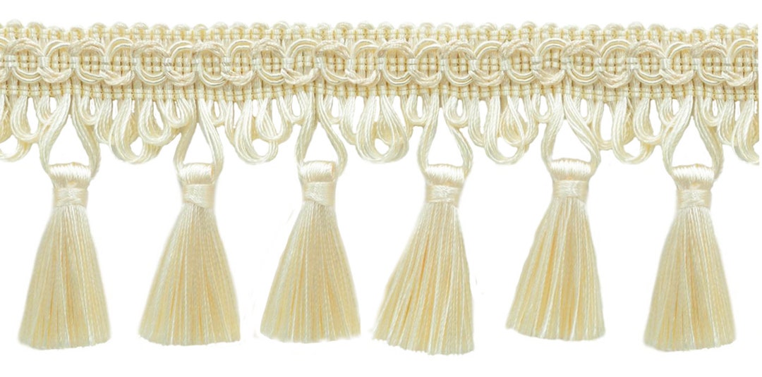 3 1/2" (8.5cm) Long Scroll Gimp With Scallop and Tassel Fringe Trim # ...