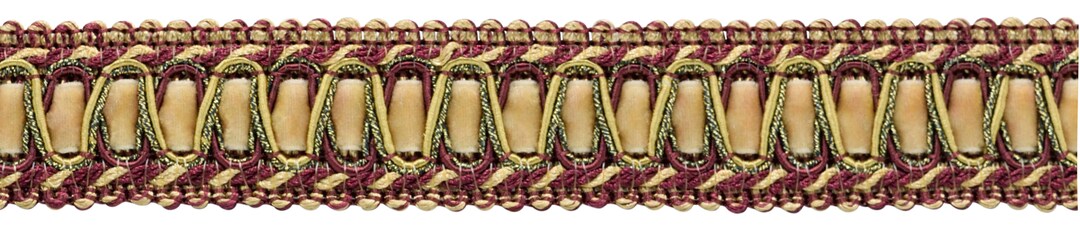 1" (2.5cm) Vintage Velvet Ribbon Gimp Braid Trim # 100HG, Burgundy Gold ...