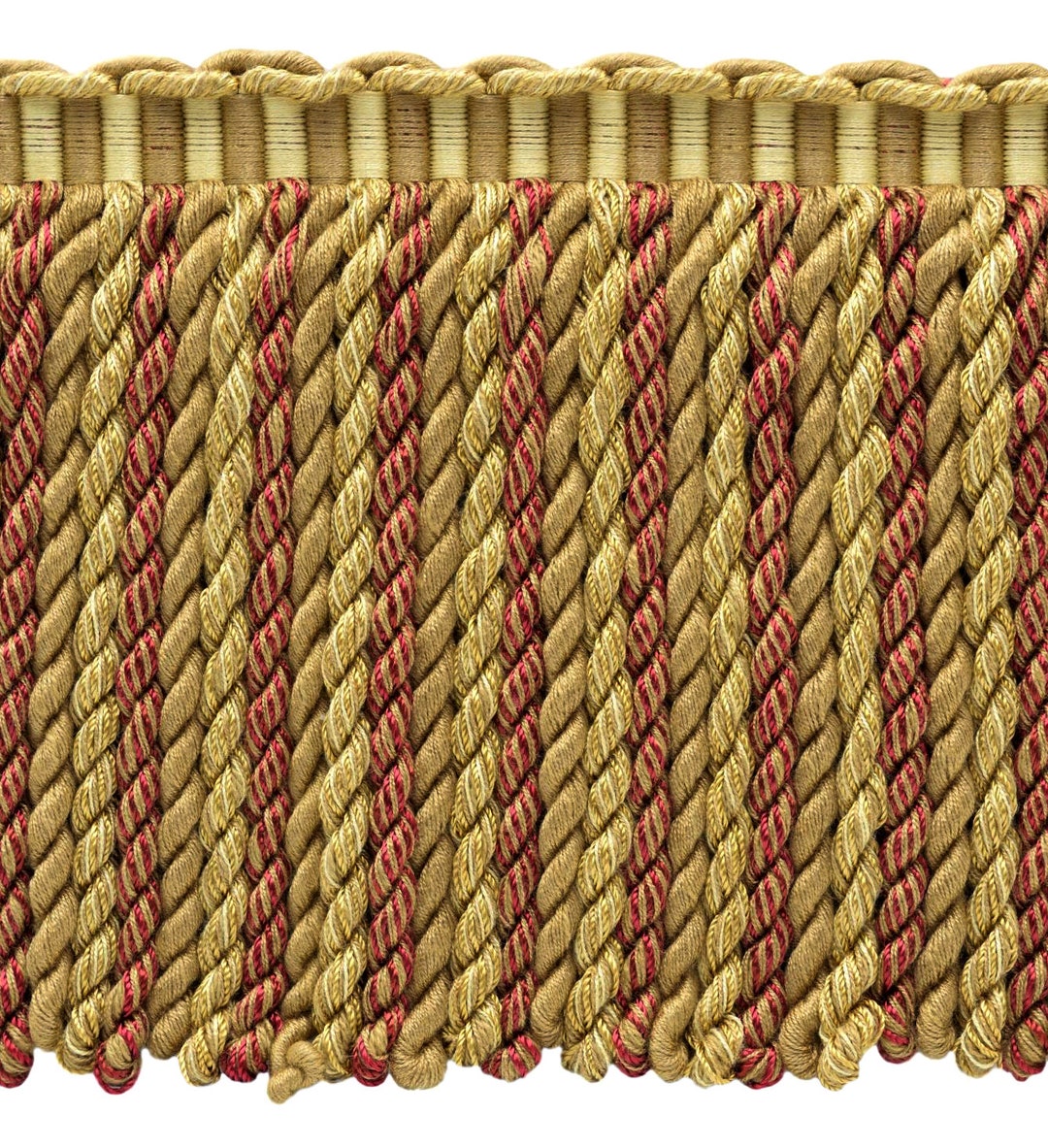 6 Long Bullion Fringe Trim style BFIC6, Red Caramel Beige Multicolor ...
