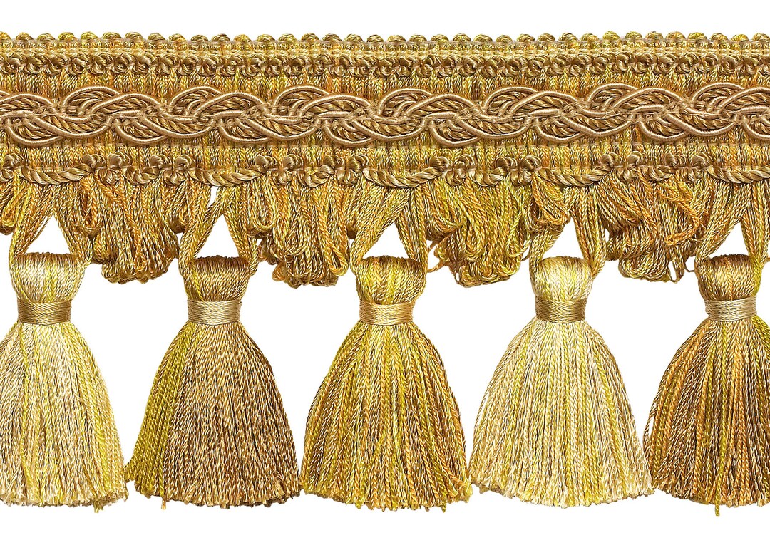 4" (10cm) Long Scroll Header and Scalloped Tassel Fringe Trim #8633 ...