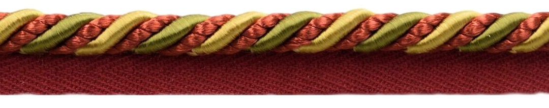 3/8" (1cm) Twisted Woven Cord With Lip #LX07 (rust Red, Gold Beige, Red ...