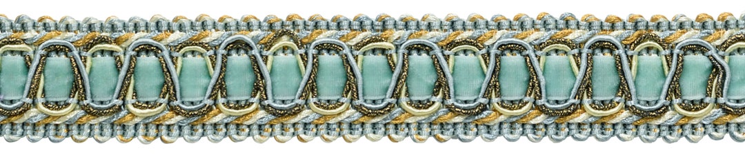 1" (2.5cm) Vintage Velvet Ribbon Gimp Braid Trim # 100HG, Island Breeze ...