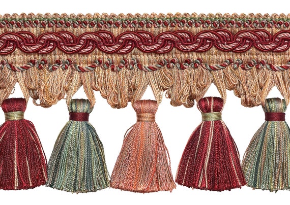 4 10cm Long Scroll Header and Scalloped Tassel Fringe - Etsy