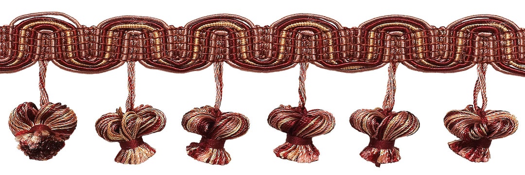 2" (5cm) Long Multi Scroll Header and Onion Tassel Fringe Trim #7953 ...