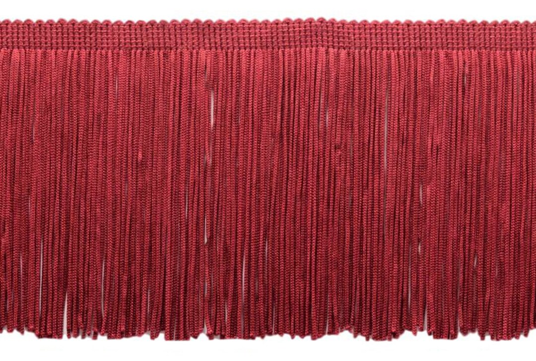 4" (10cm) Long Solid Chainette Fringe Trim (style# CF04), Dark Wine Red ...