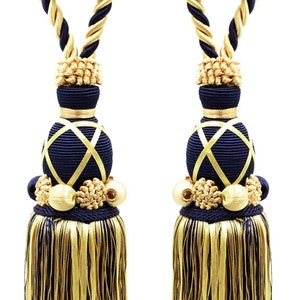 Set of 2 Elegant / Dark Sapphire Glow / Tassel Tieback / 11 Inch Tassel ...