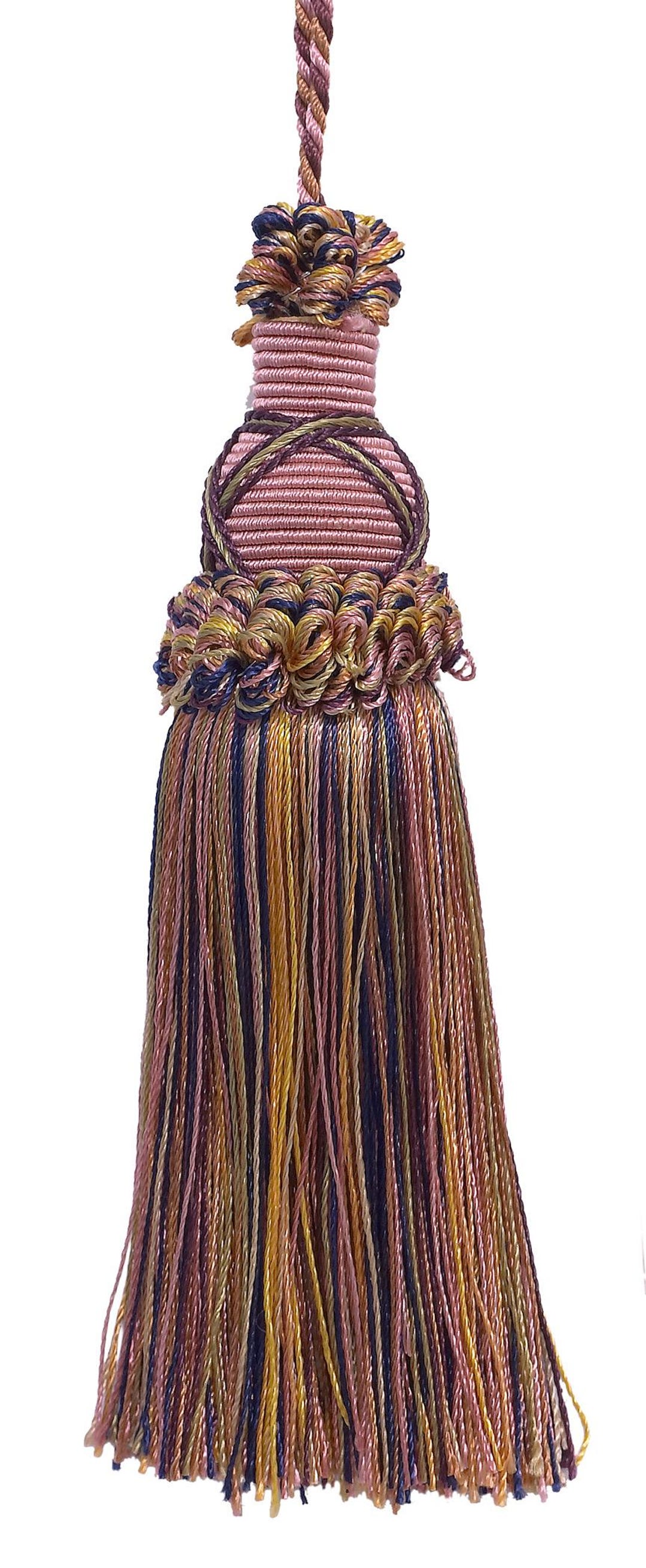 DÉCOPRO 5 1/2" (14cm) Key Tassel, 4" (10cm) Loop# KTIC, Sage Rose Pink ...