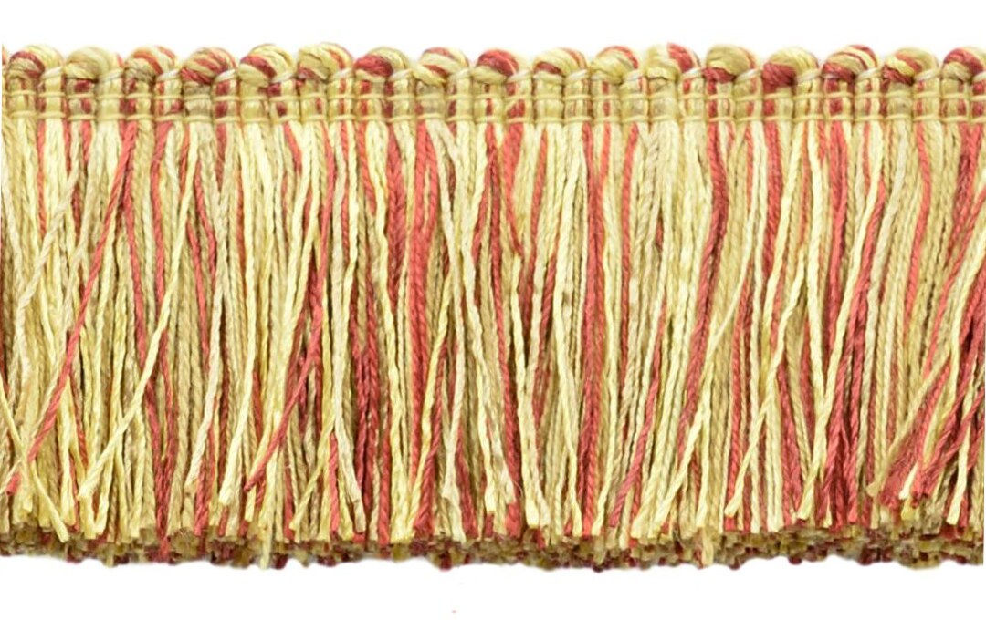 2" (5cm) Long Shiny Brush Fringe Trim (0200VB), Bisque Beige Multicolor ...
