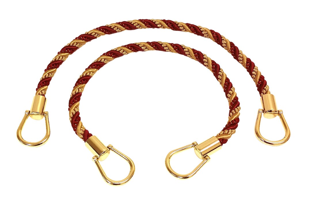 Pair of Elegant Burgundy Red, Gold Curtain & Drapery Rope Tiebacks, 18 ...