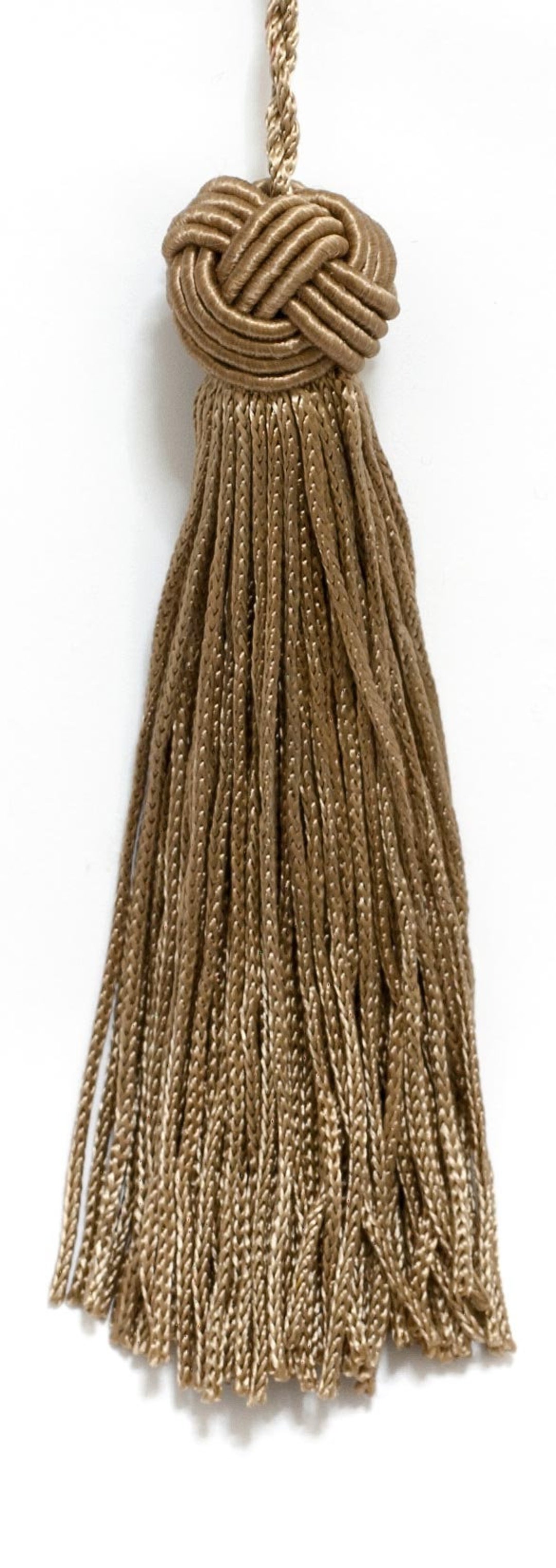 Set of 10 DARK SAND Woven Head Chainette Tassel, 4 Inch Long With 2.5 ...