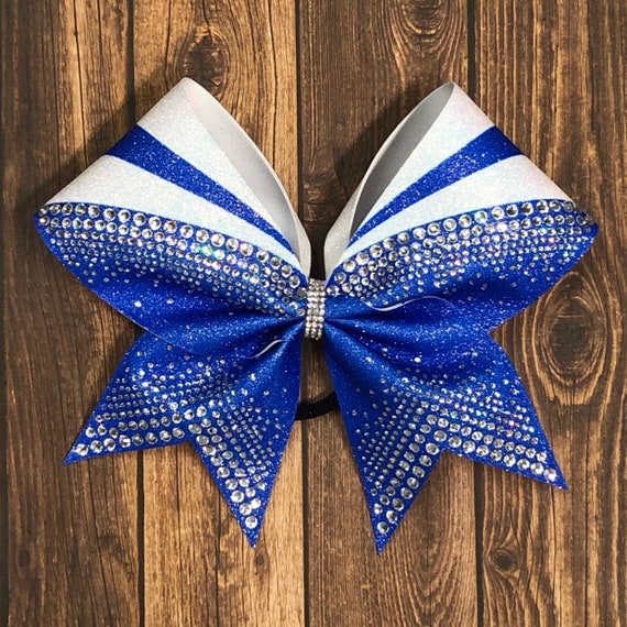 Rhinestone Silver Cheer Bows