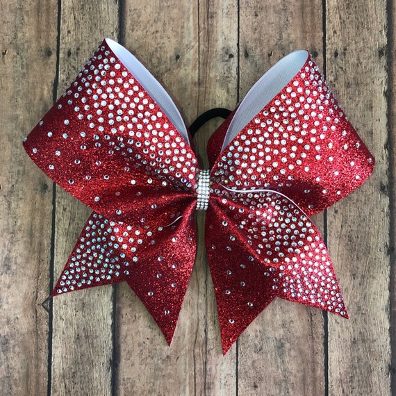 Red Rhinestone Cheer Bows