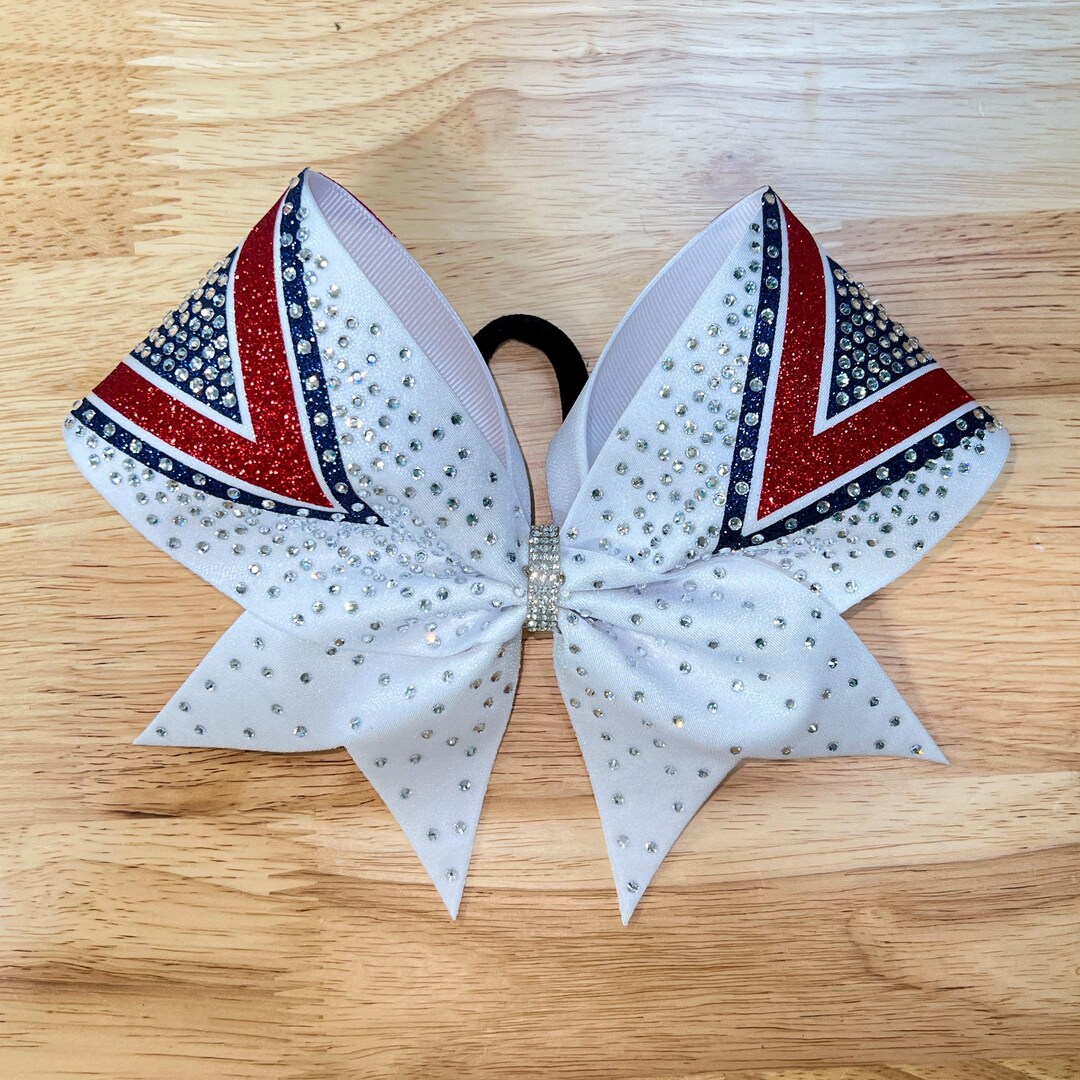 White Rhinestone Cheer Bow, Cheer Bow, Competition Bow, Cheer Bow ...