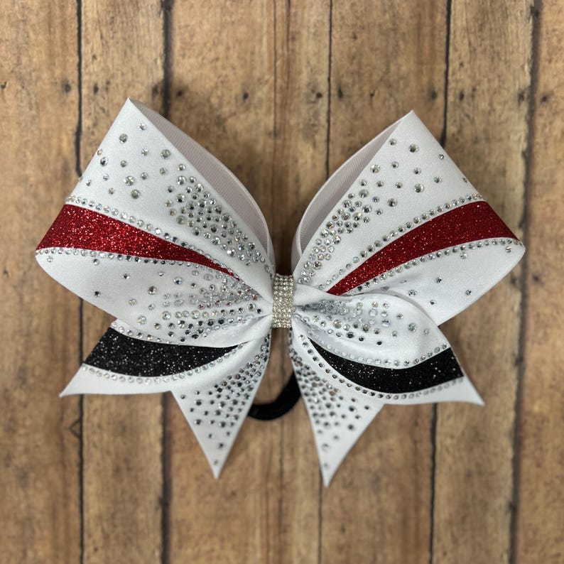 White Rhinestone Cheer Bow: Competition Team Hair Accessory - Etsy