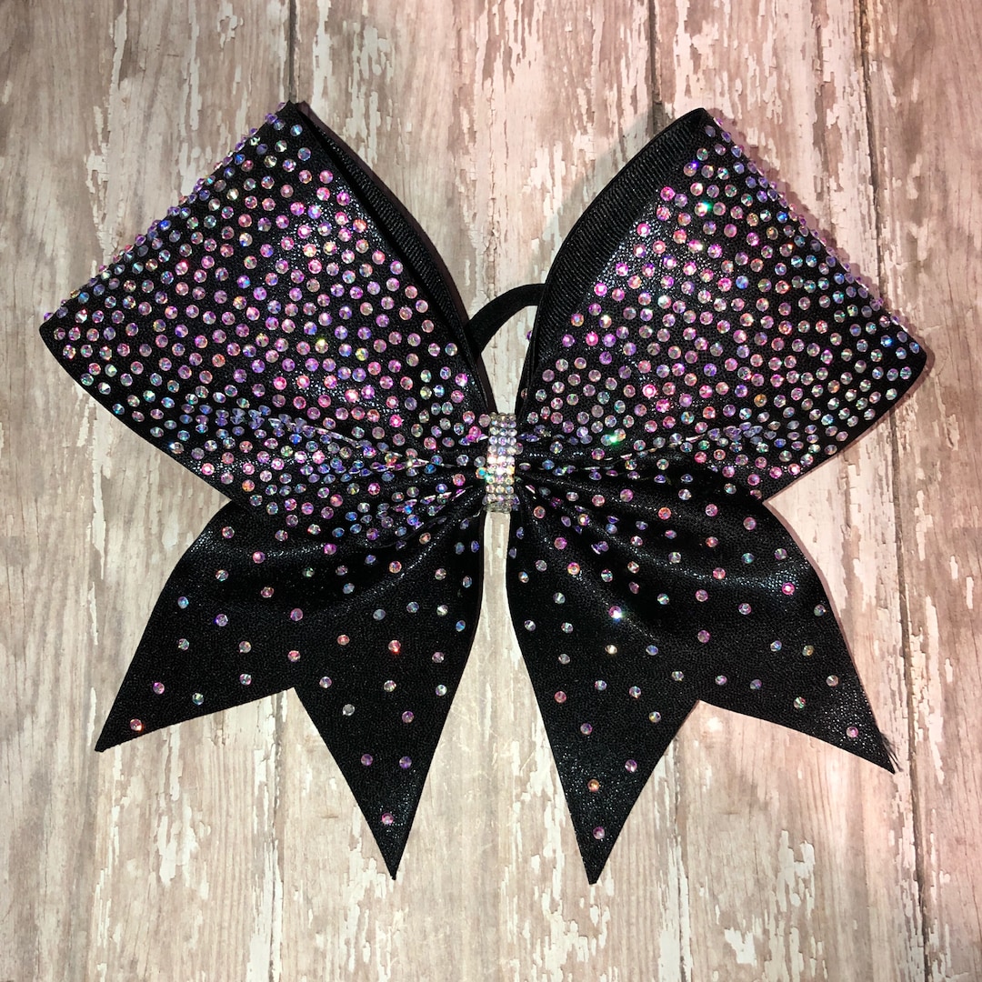 Black Rhinestone Cheer Bow: Competition Allstar Team Bow - Etsy