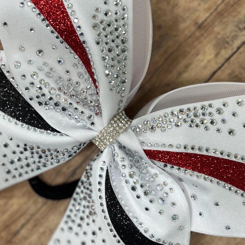 White Rhinestone Cheer Bow: Competition Team Hair Accessory - Etsy