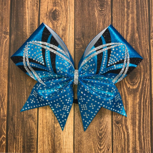 Alivia Rhinestone Cheer Bow With Teal Rhinestones - Etsy