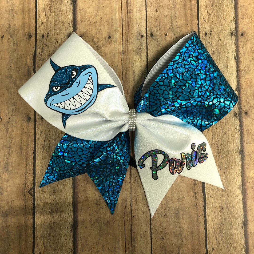 Shark Cheer Bow, Cheer Bows, Shark Week Bow - Etsy