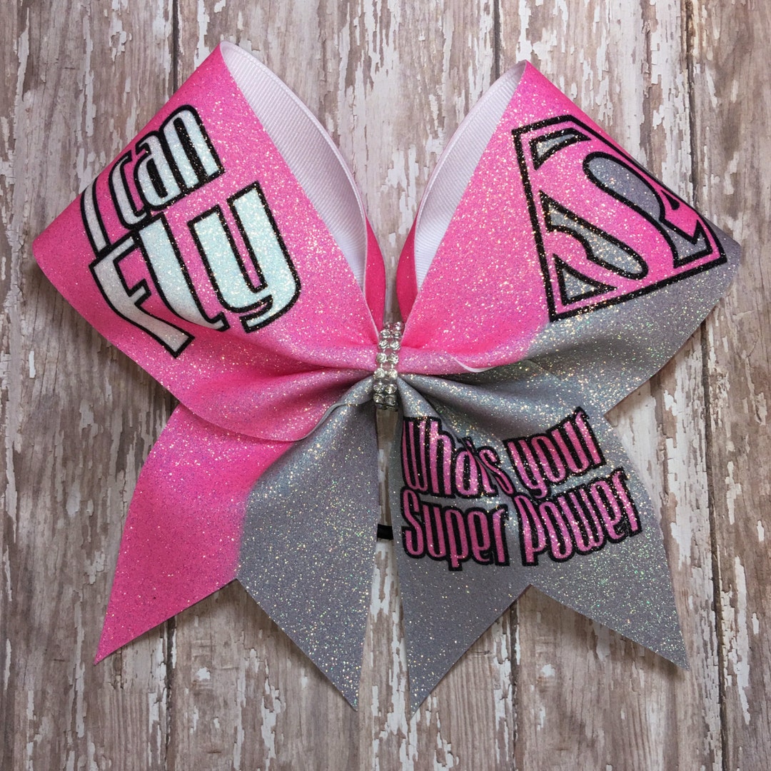 Super Hero Cheer Bow: Pink & Silver Glitter Practice Bow - Etsy