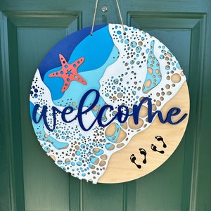 Coastal Chic Ocean Sign Beach Boho Door Decor Seaside Beach House ...