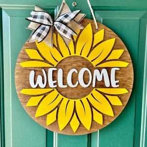 Sunflower Welcome Door Hanger Sign for Front Door Floral Design Gift ...