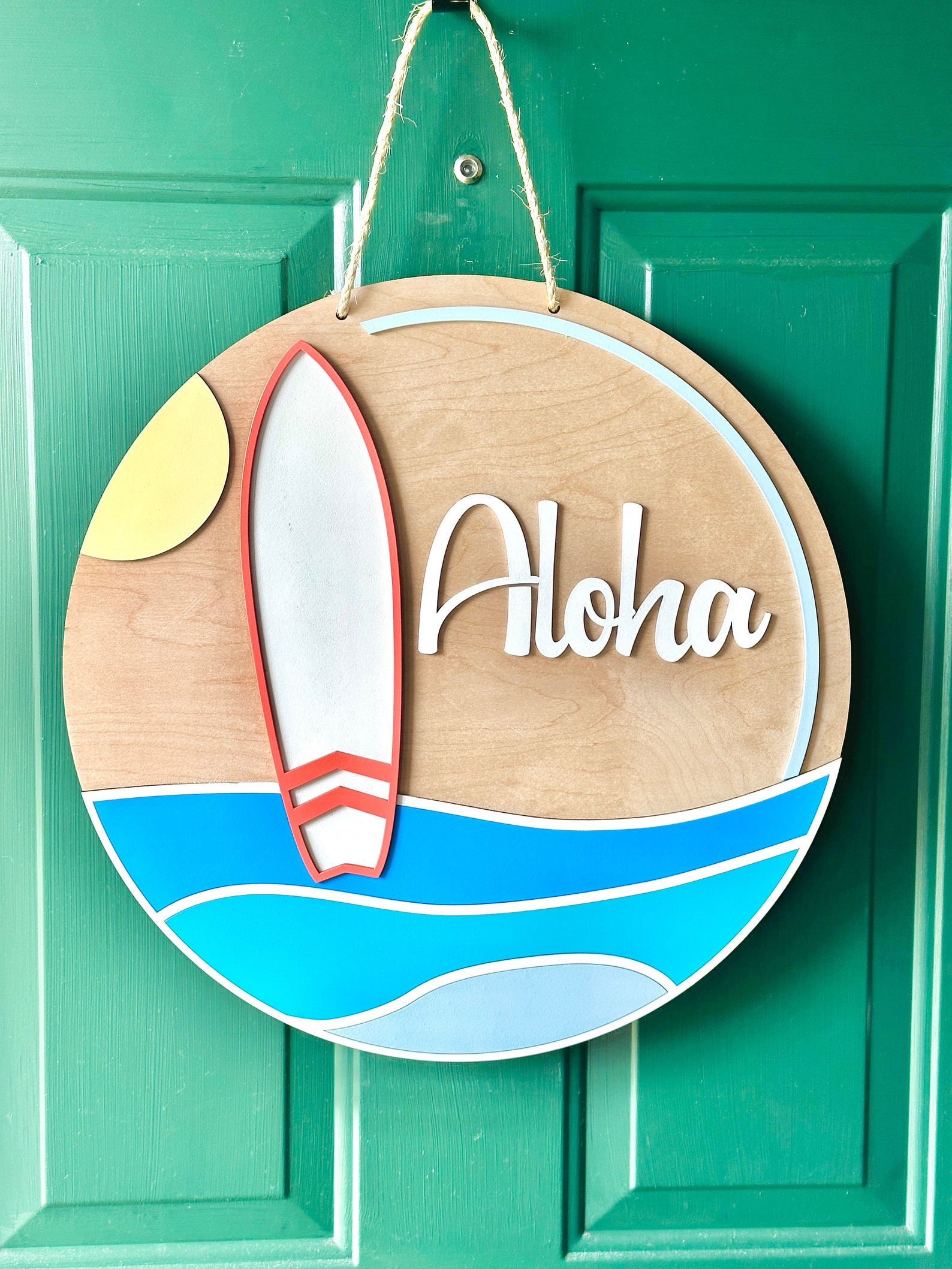 Surfboard Door Hanger Aloha Ocean Coastal Chic Door Decoration Beach ...