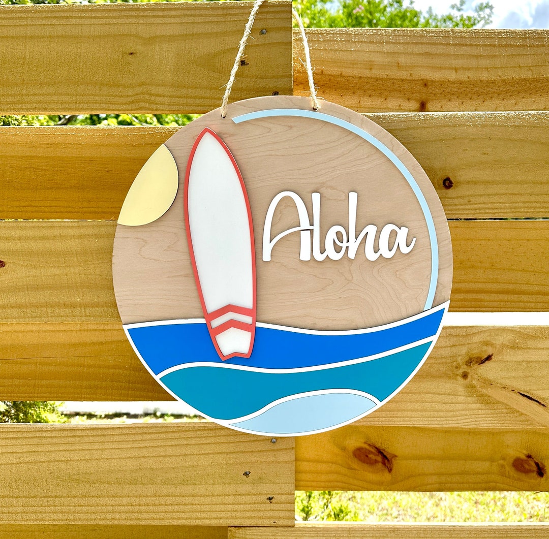 Surfboard Door Hanger Aloha Ocean Coastal Chic Door Decoration Beach ...