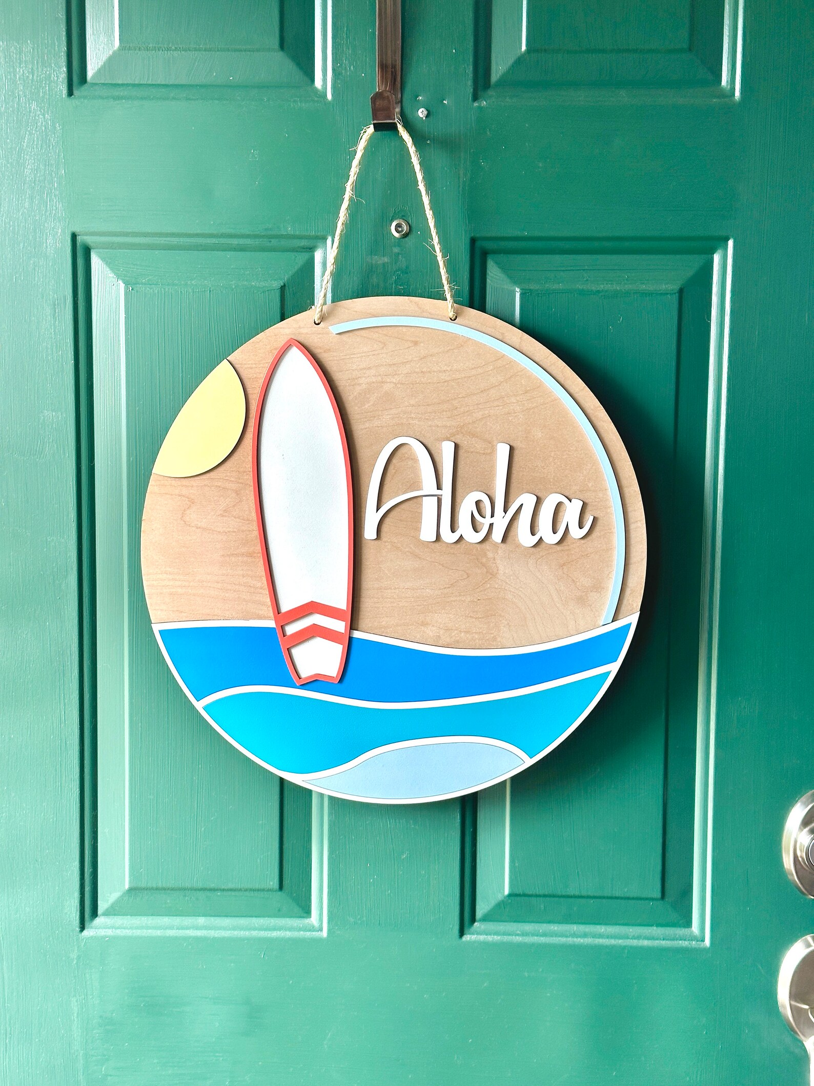 Surfboard Door Hanger Aloha Ocean Coastal Chic Door Decoration Beach ...
