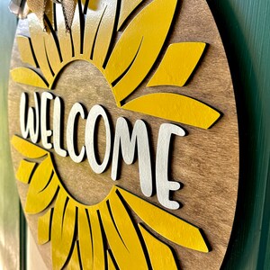 Sunflower Welcome Door Hanger Sign for Front Door Floral Design Gift ...