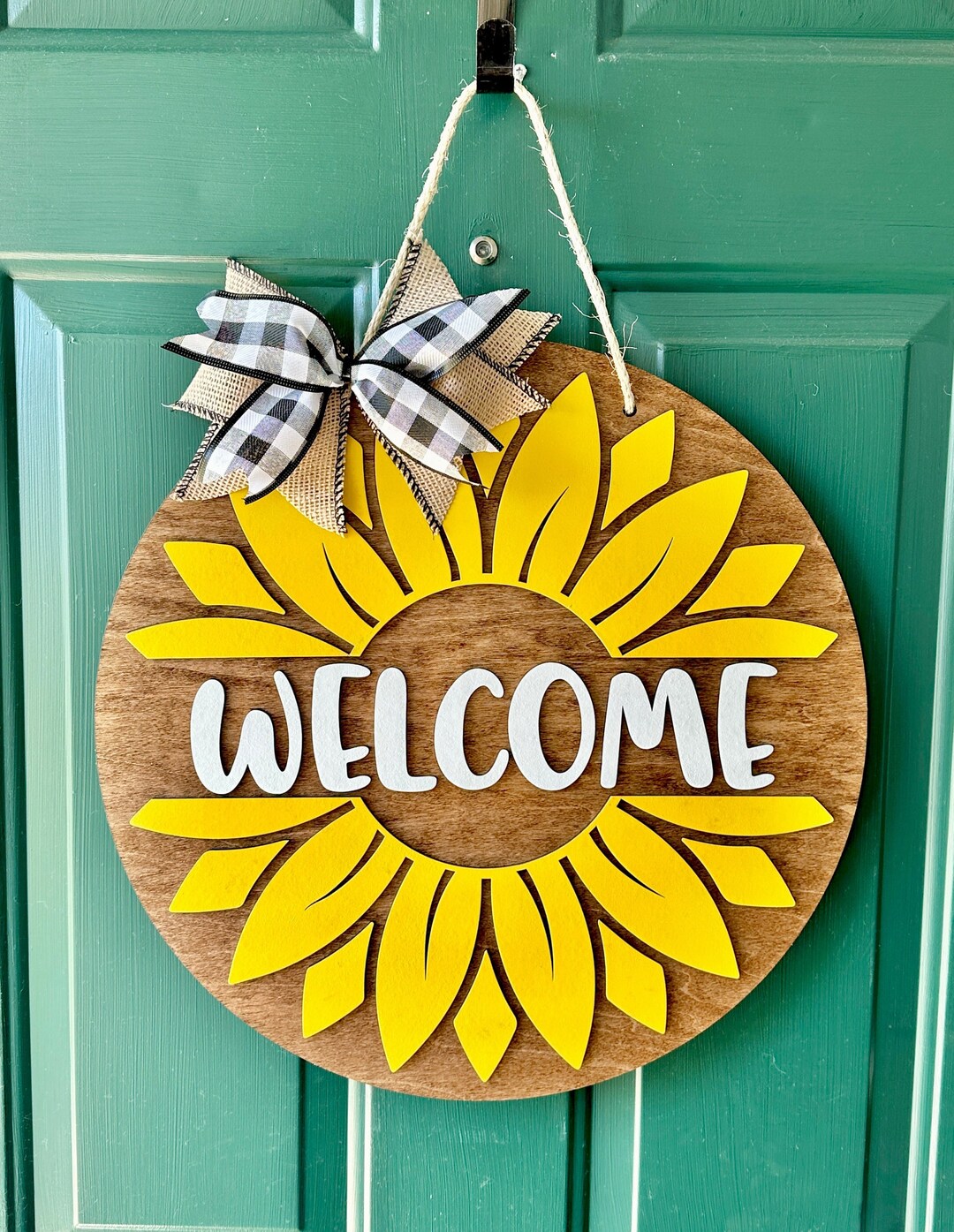 Sunflower Welcome Door Hanger Sign for Front Door Floral Design Gift ...