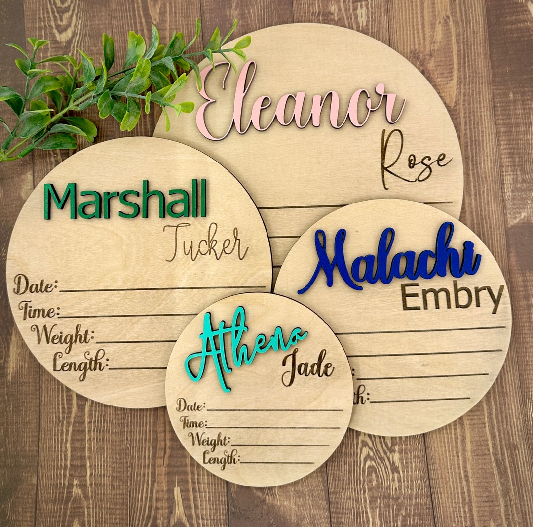 Baby Announcement Sign With Birth Stats Wood Sign for Name Reveal Baby ...