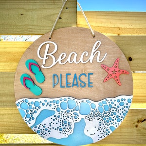 Beach Door Hanger, Ocean Round Wreath, Beach Front Door Decor, Beach ...