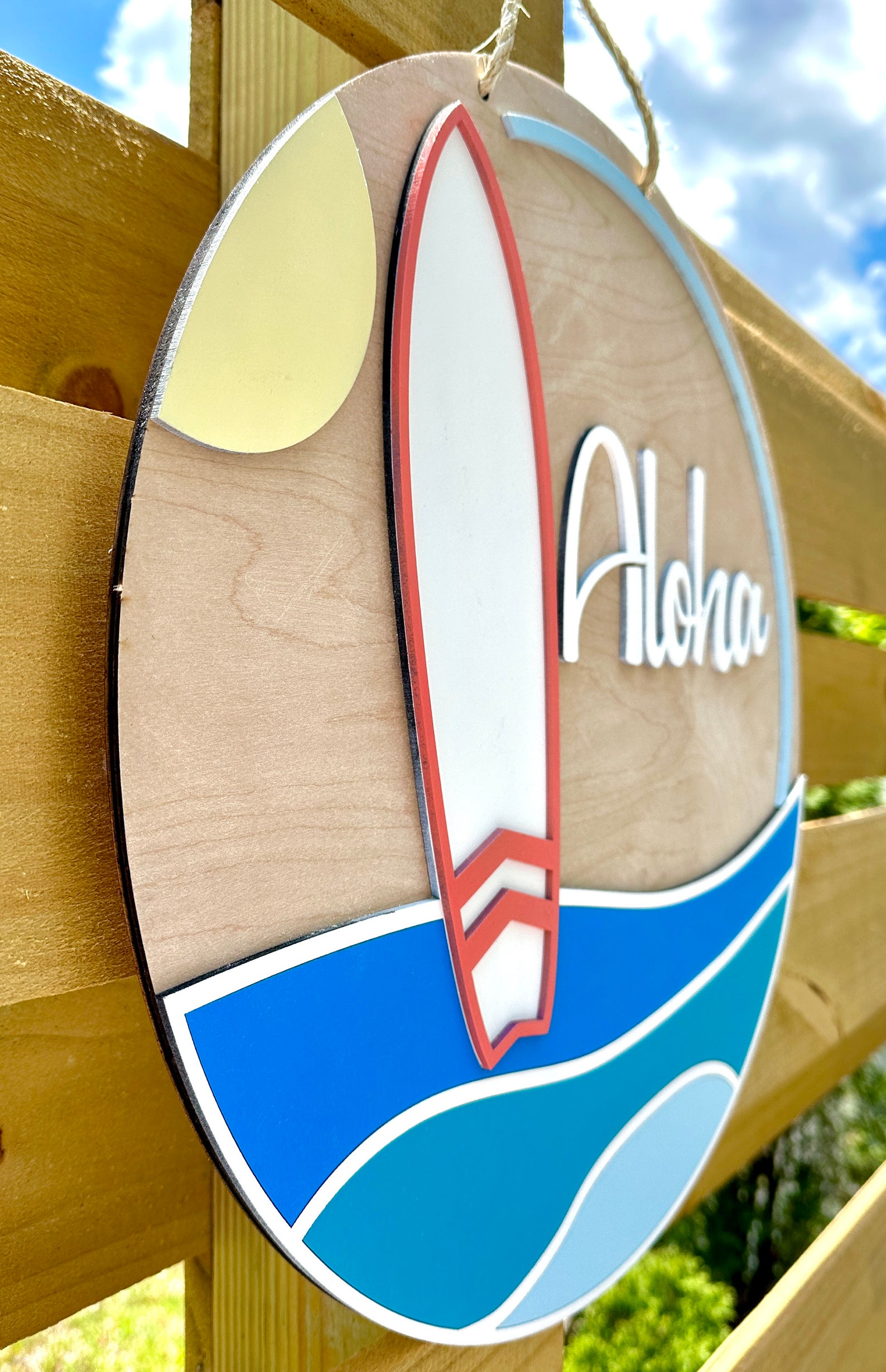 Surfboard Door Hanger Aloha Ocean Coastal Chic Door Decoration Beach ...