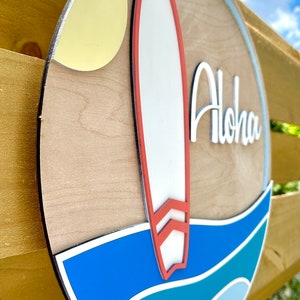 Surfboard Door Hanger Aloha Ocean Coastal Chic Door Decoration Beach ...