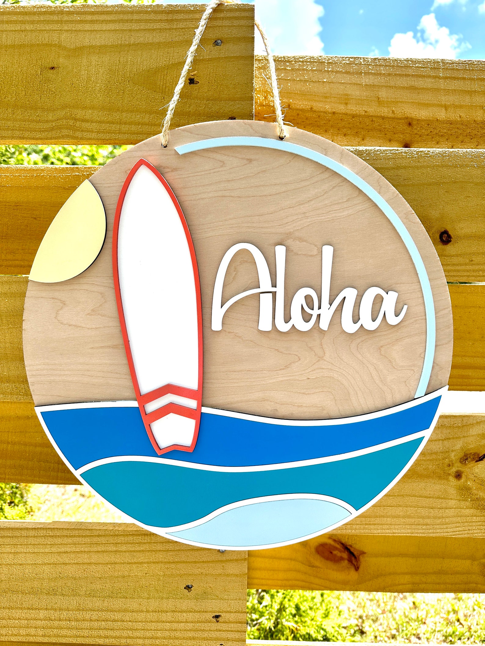 Surfboard Door Hanger Aloha Ocean Coastal Chic Door Decoration Beach ...